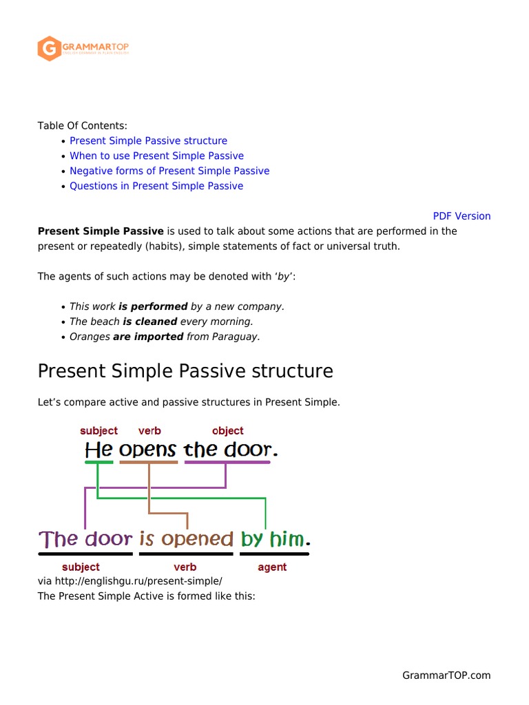 Present Simple Passive | PDF | Grammatical Number | Verb