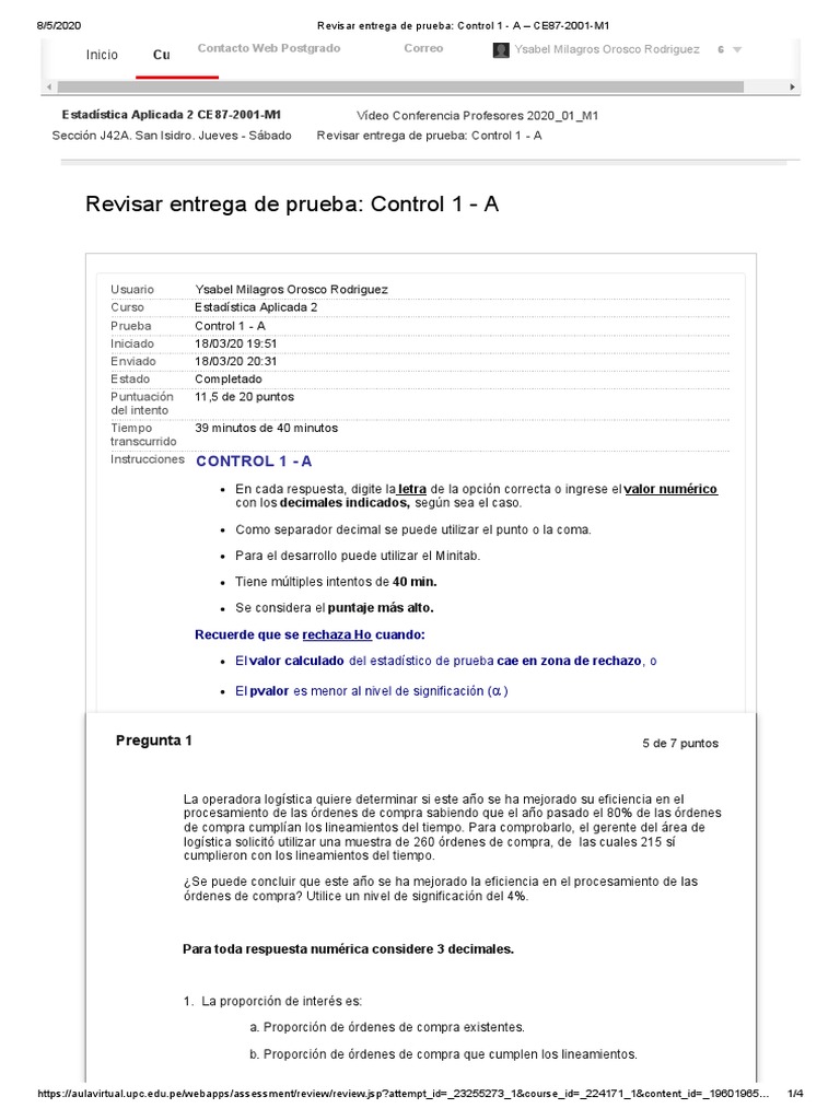 Revisar Entrega de Prueba - Control 1 - A - CE87-2001-M1 2 | PDF ... Revisar Entrega de Prueba - Control 1 - A - CE87-2001-M1 2 | PDF ...