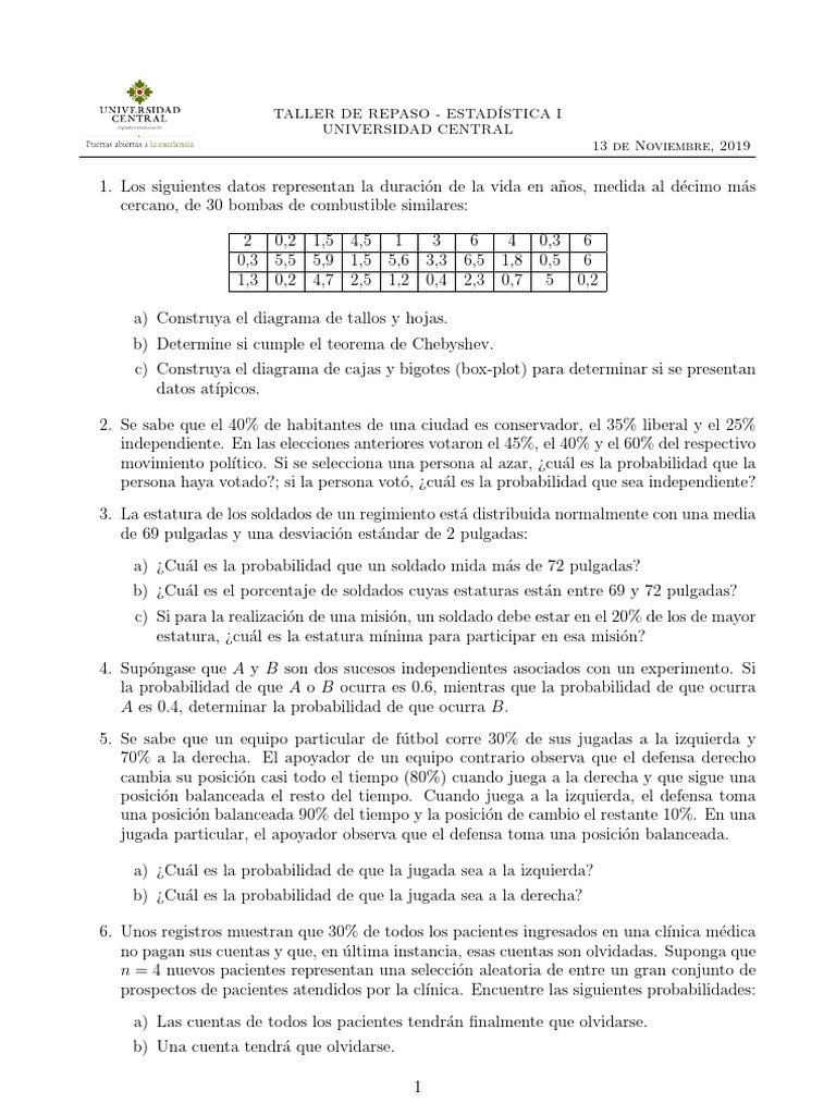 Taller Repaso Estat 1 PDF | PDF | Amigos | Probabilidad