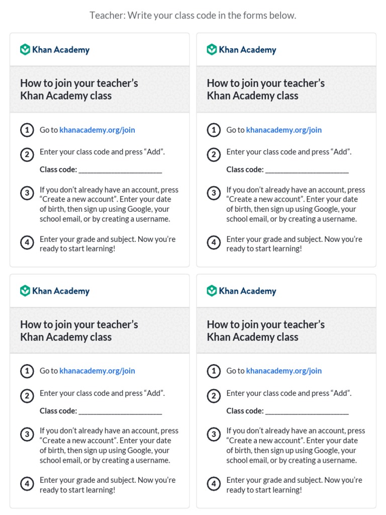 Join Your Khan Academy Class Code | PDF