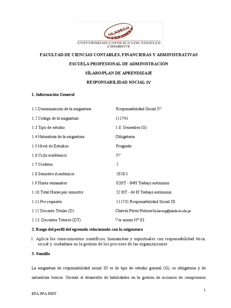 Responsabilidad Social IV-Administración | PDF | Responsabilidad social corporativa | Maestros