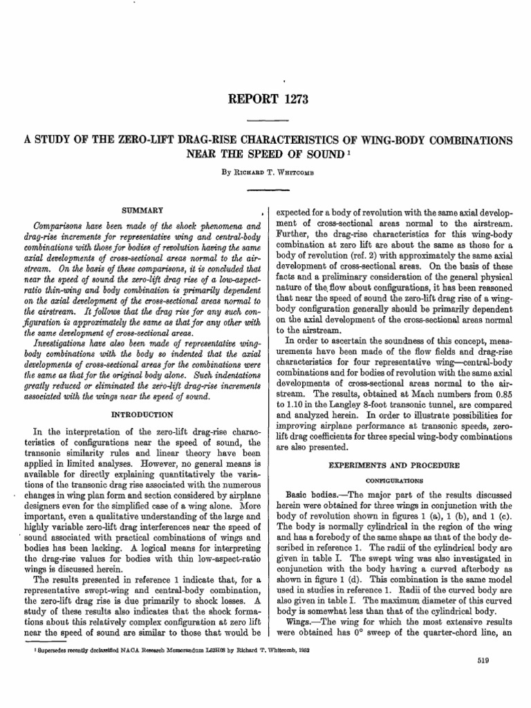 Whitcomb Area Rule | PDF | Drag (Physics) | Mach Number
