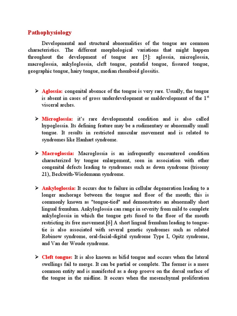 Pathophysiology: Aglossia | PDF | Tongue | Human Diseases And Disorders
