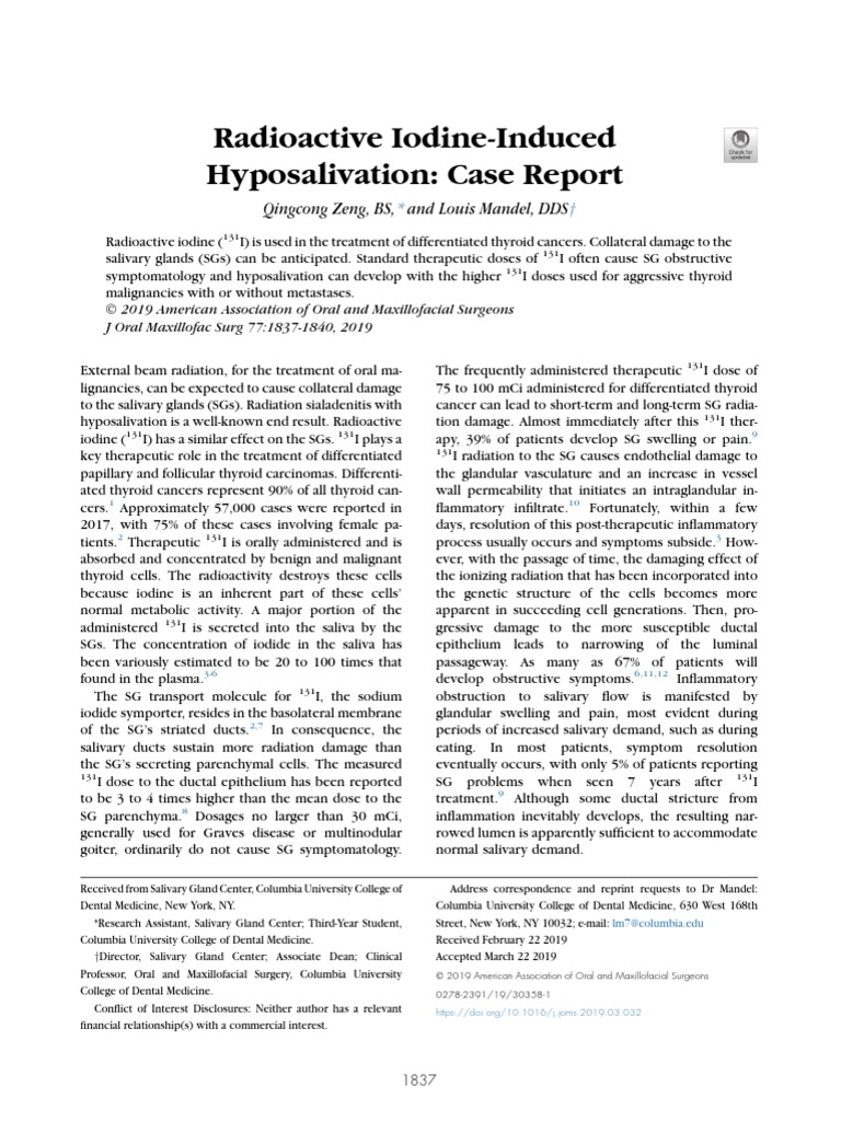 Yodo Radioactivo Efecto Oral | PDF | Saliva | Thyroid