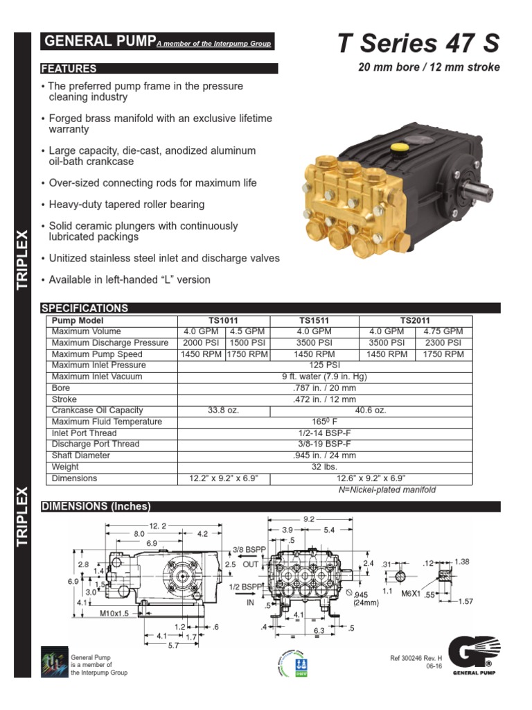 T Series 47 S: General Pump | PDF | Pump | Engine Technology