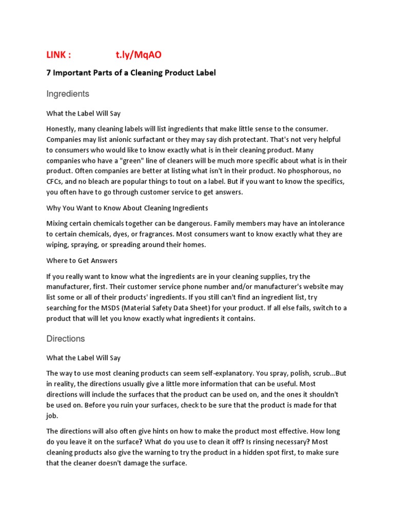 MELC 12 - LR 12.8 - 7 Important Parts of A Cleaning Product Label (SHS ...