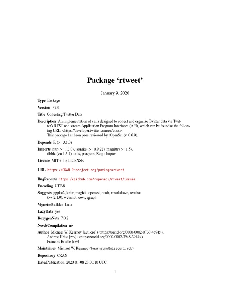 Rtweet PDF | PDF | Application Programming Interface | Subroutine
