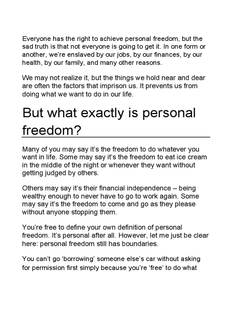 But What Exactly Is Personal Freedom? | PDF | Integrity | Rights