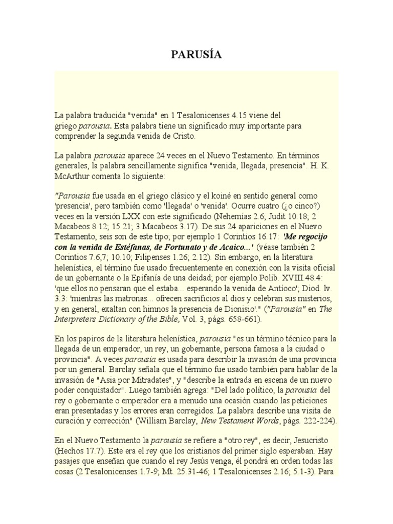 La parusía: significado y detalles de la segunda venida de Cristo | PDF ...