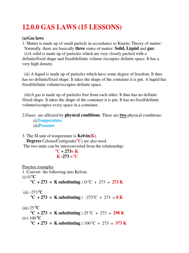 Understanding Gas Laws in Chemistry | PDF | Mole (Unit) | Molecular Mass