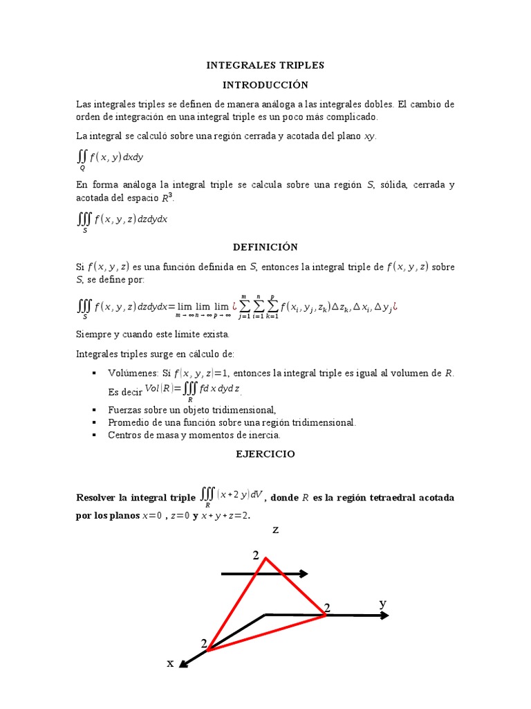 Ejercicios y Aplicaciones de Integrales Triples | PDF | Integral ...