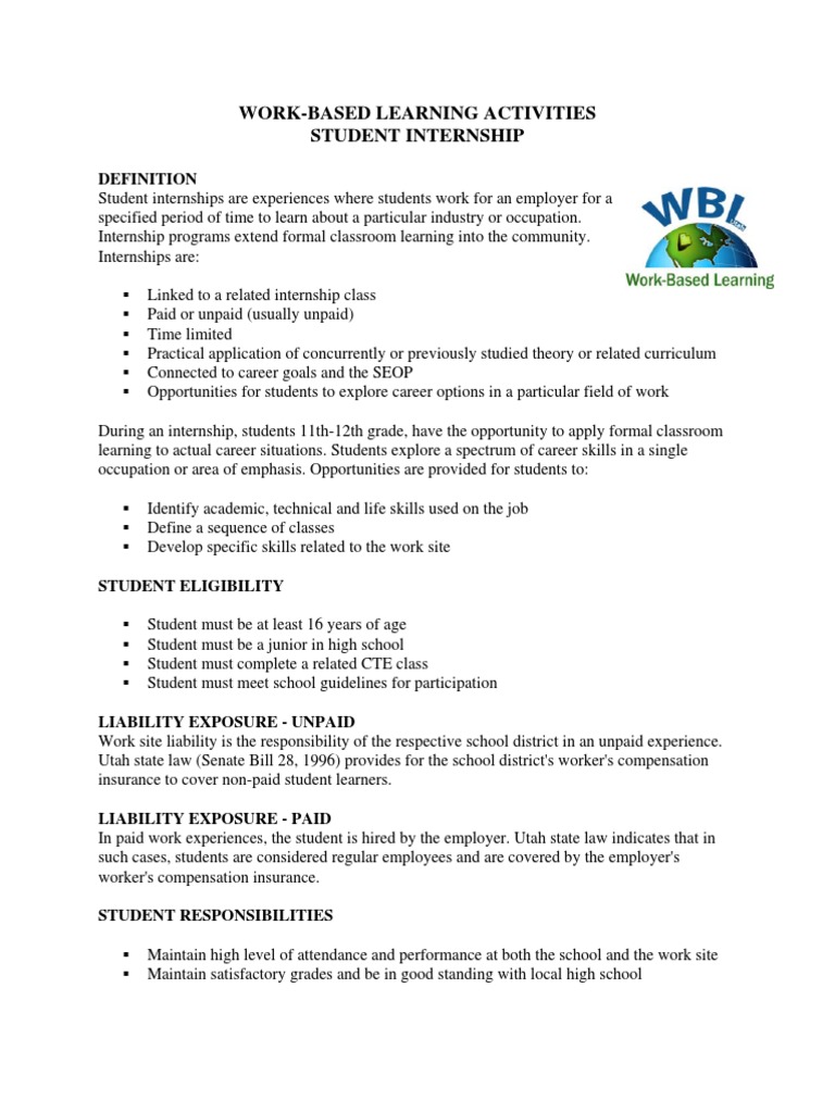 High School Internship Guide | PDF | Internship | Job Hunting