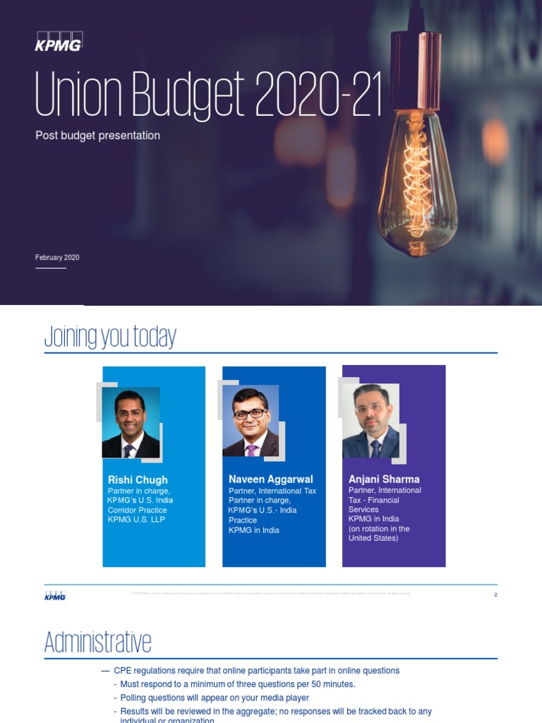 U.S. Presentation Union Budget 2020 Final | PDF | Dividend | Taxes