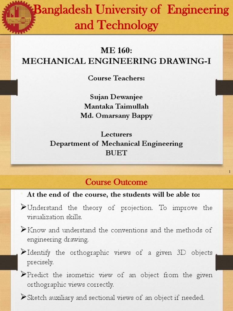 ME 160: Mechanical Engineering Drawing-I | PDF | Perspective (Graphical ...