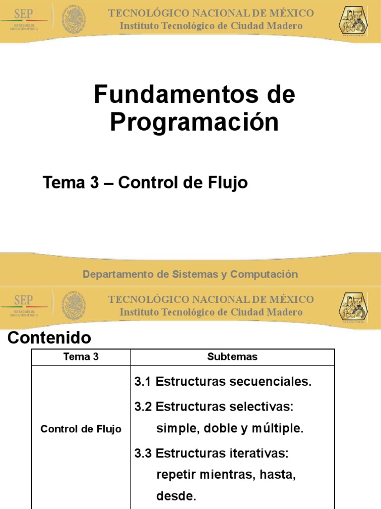 FDP - T3 - Control de Flujo-1 | PDF | Algoritmos | Programa de computadora