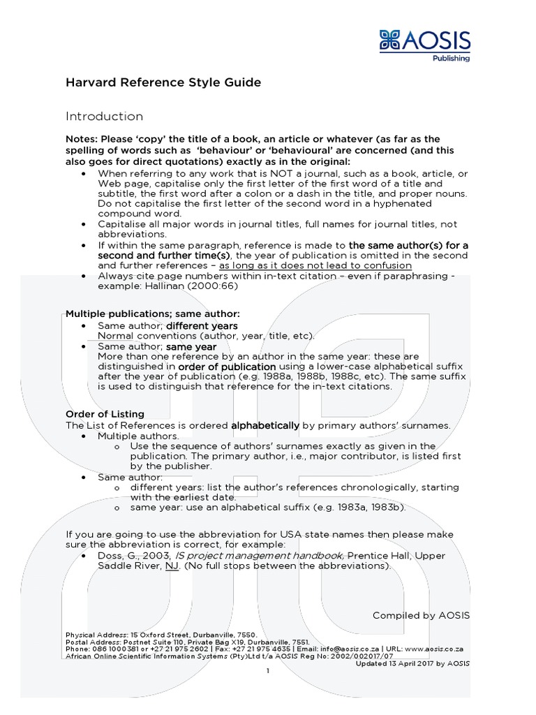 Harvard Reference Style Guide: IS Project Management Handbook ...
