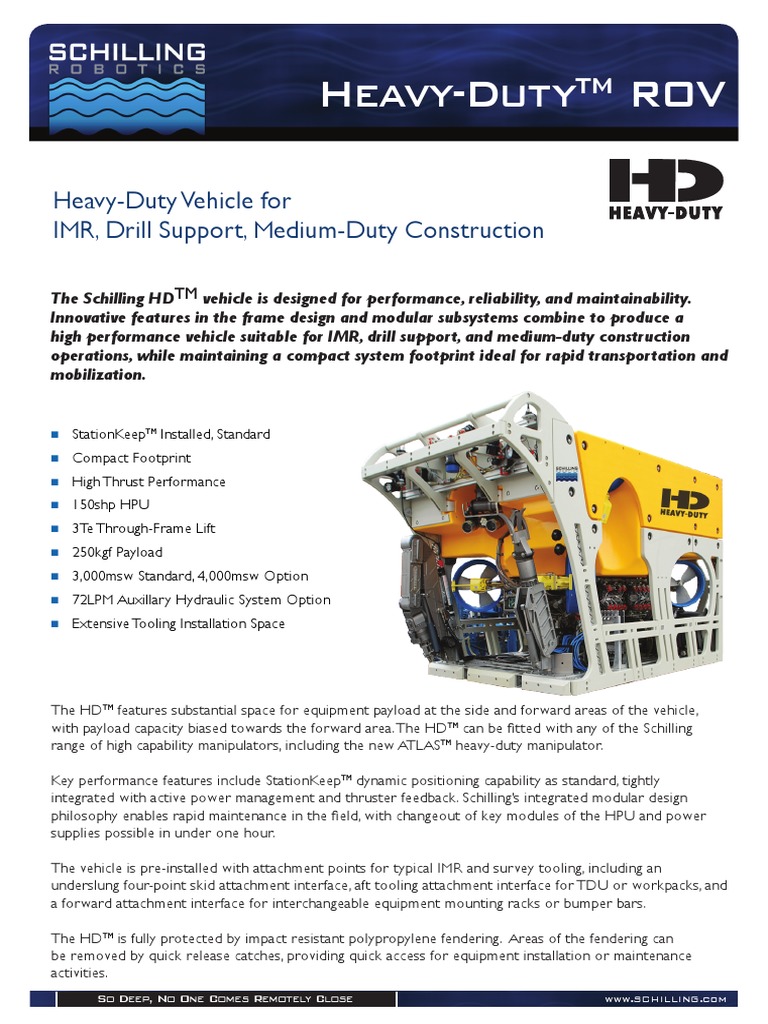 Heavy-Duty ROV: Heavy-Duty Vehicle For IMR, Drill Support, Medium-Duty ...