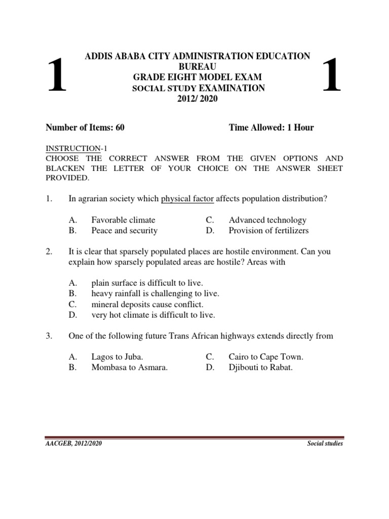 Social Study Model Exam Grade .8 | PDF | Soil | Volcano