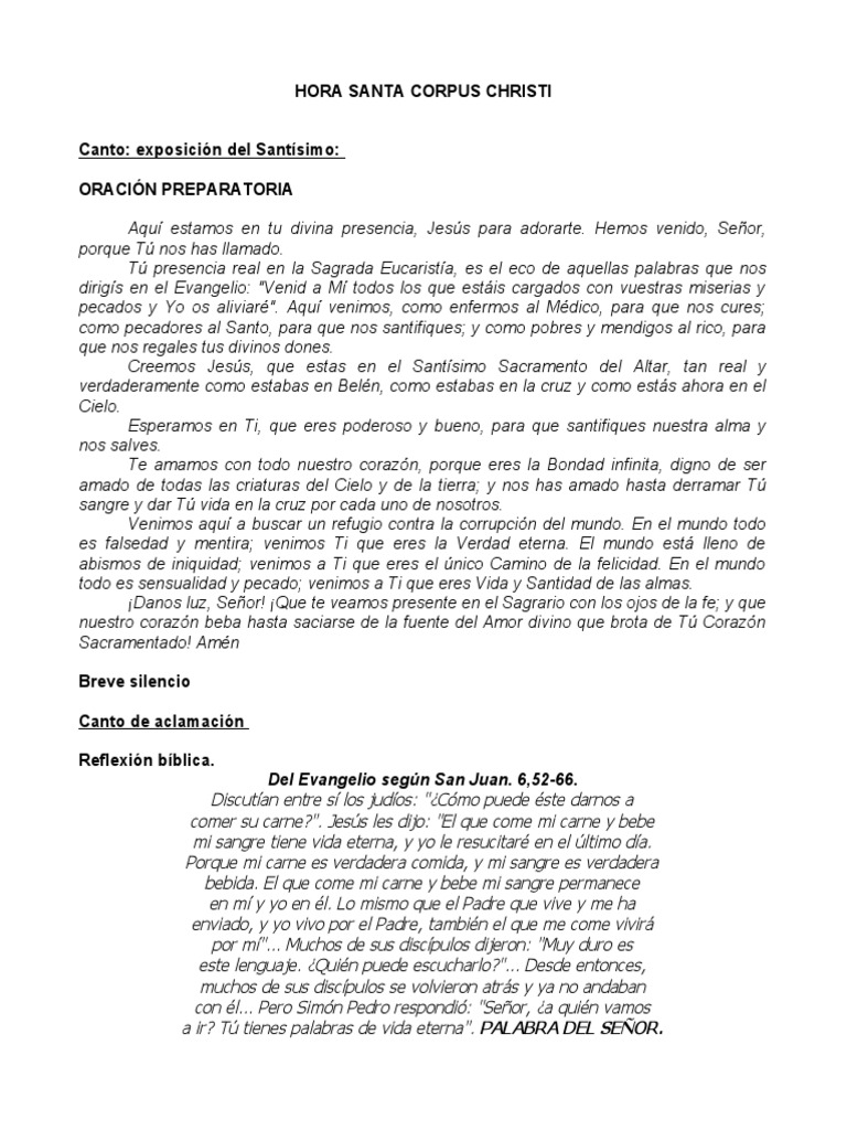 Hora Santa Corpus Christi | PDF | eucaristía | Cristo (título)