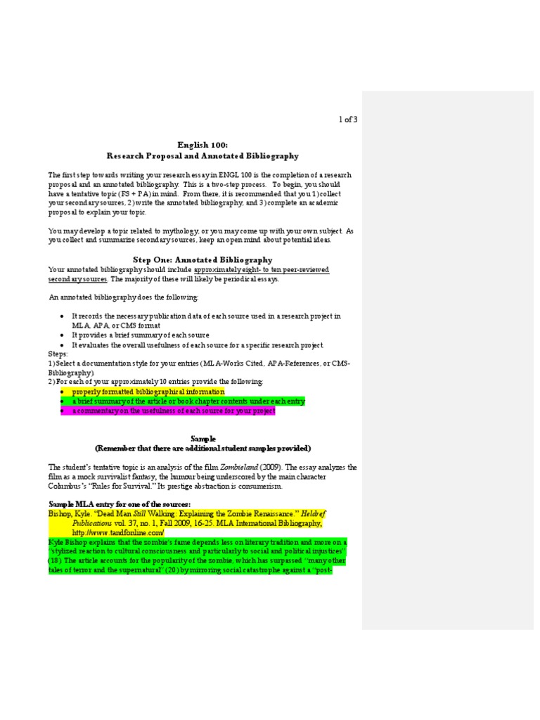 Research Proposal & Annotated Bibliography Guide | PDF | Bibliography