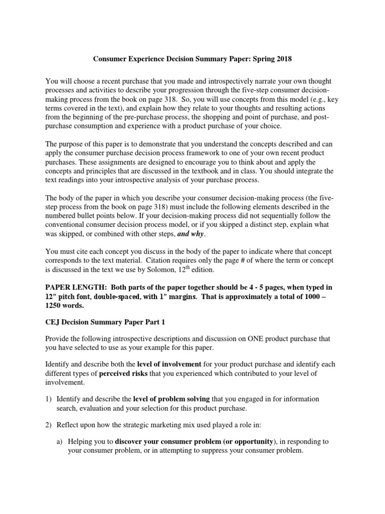 CEJ Decision Summary Paper Spring18 PDF | PDF | Brand | Decision Making