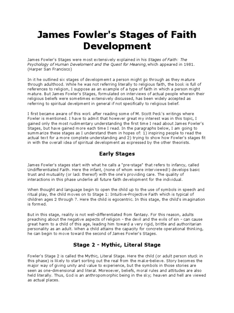 James Fowler's Stages of Faith Development | PDF | Faith | Social Group