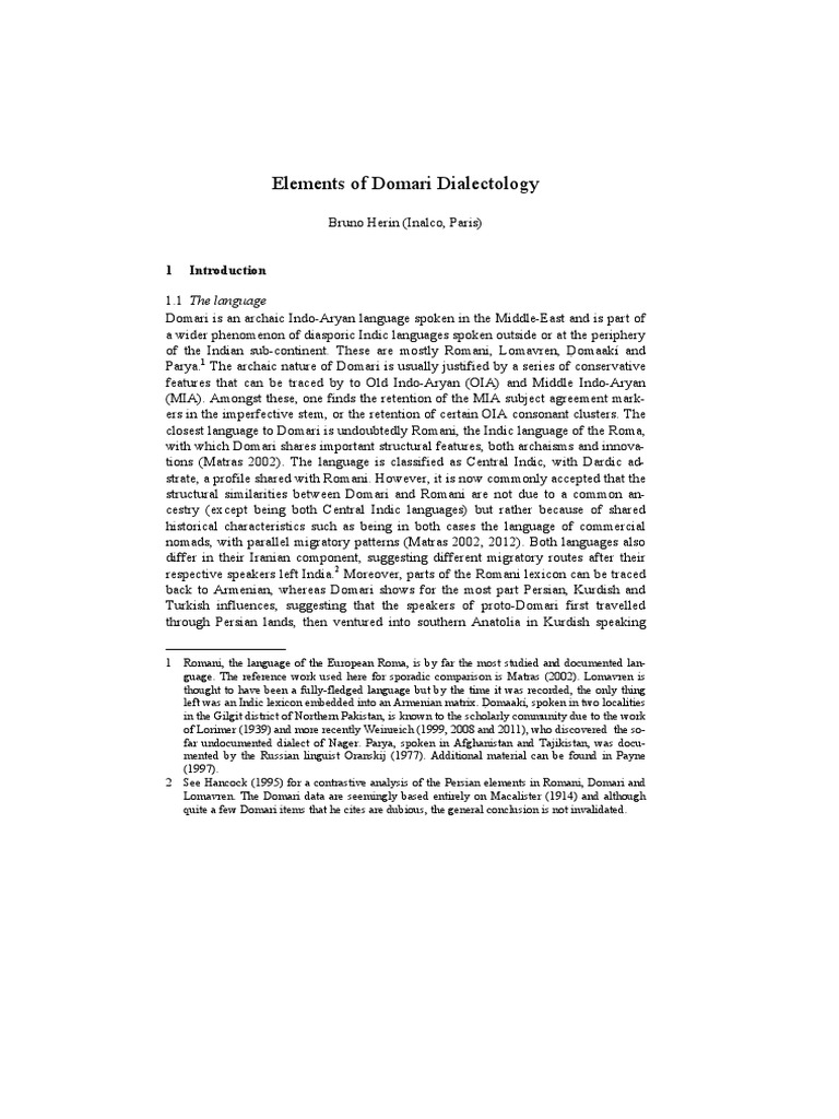 Elements of Domari Dialectology PDF | PDF | Linguistics | Semiotics
