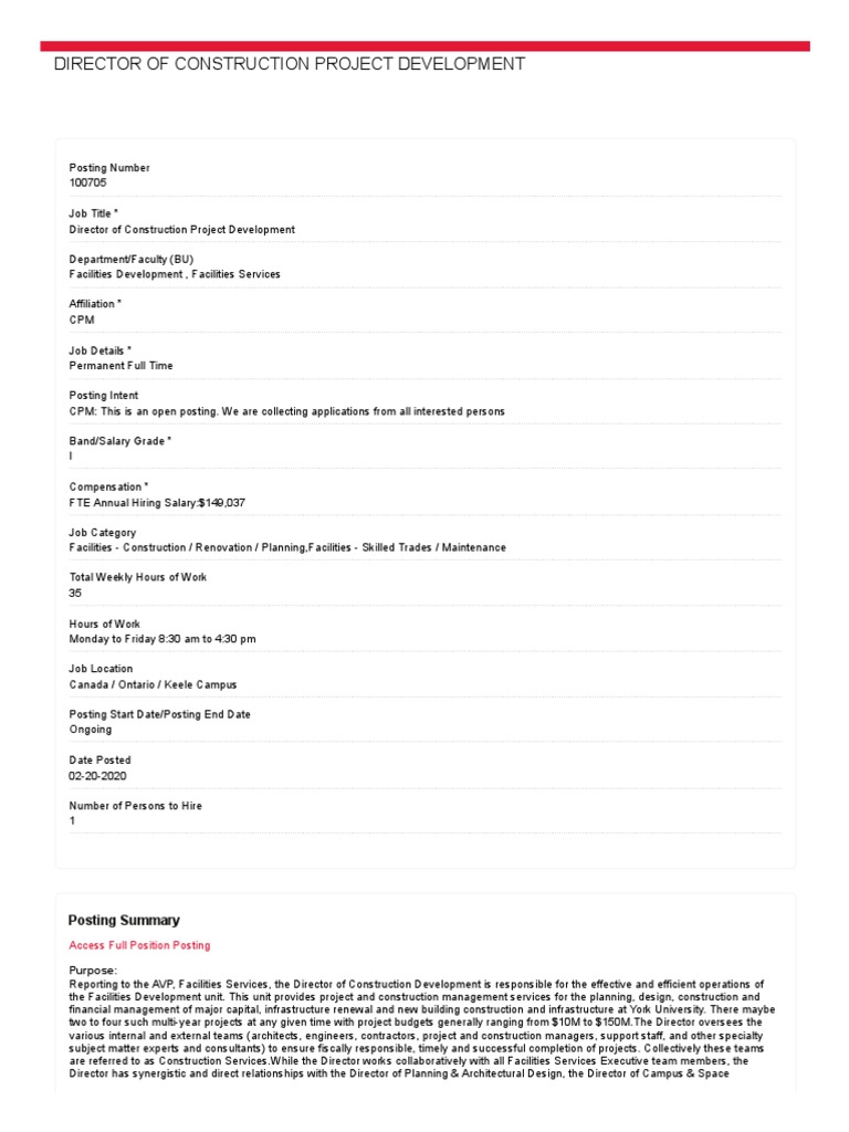 Director of Construction Project Development | PDF | Building ...