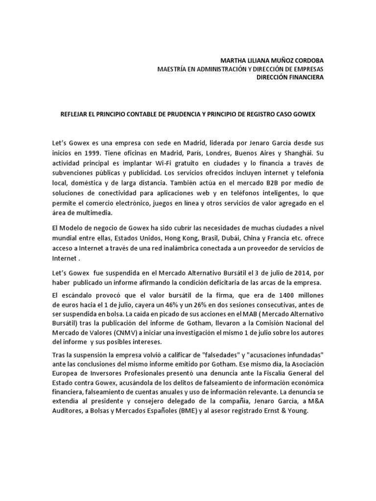 El Principio de Prudencia y Principio de Registro Caso | PDF ...
