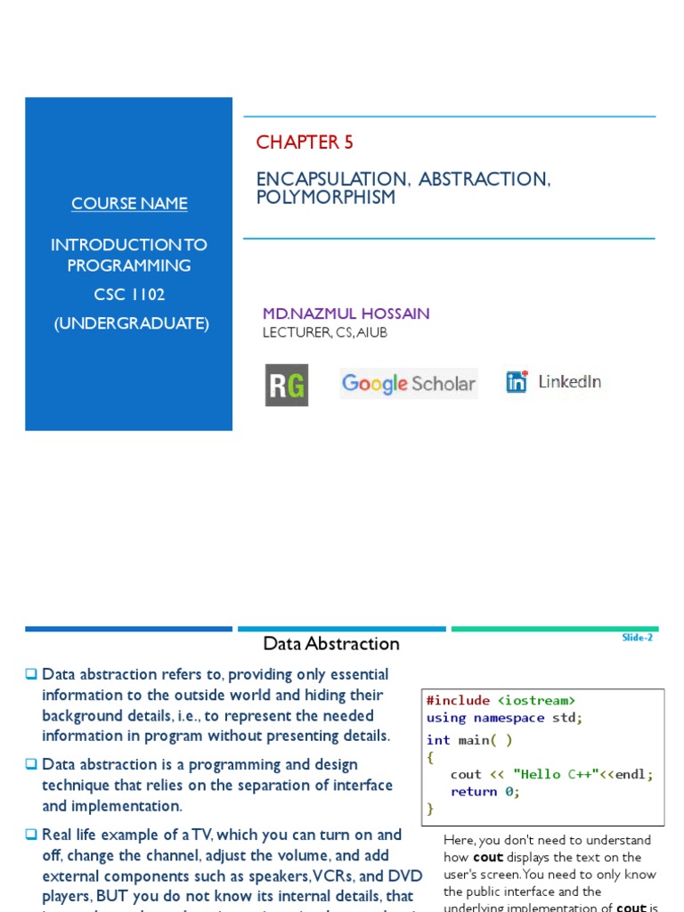 5 Encapsulation Abstraction Polymorphism Pdf Class Computer
