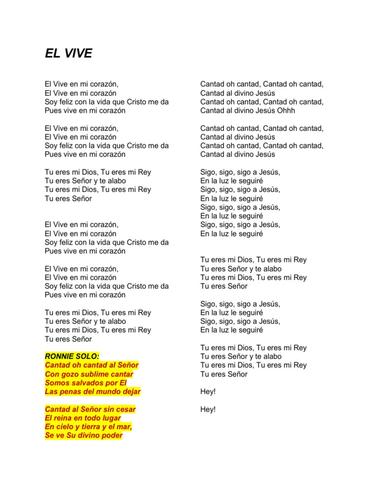 EL VIVE (Letra) | PDF