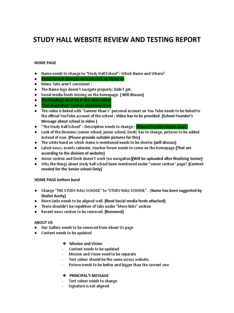 Study Hall Website Testing Summary | PDF | You Tube | Cyberspace
