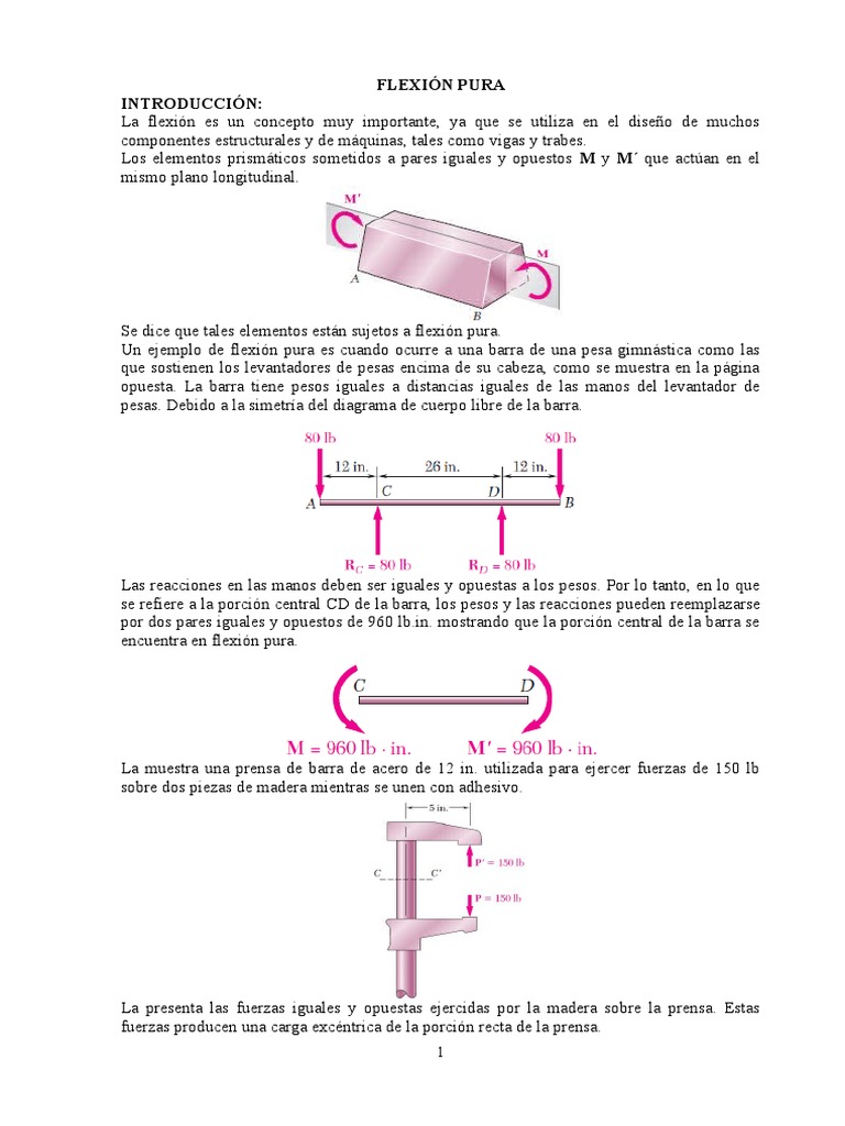 Flexión Pura | PDF | Doblar | Elasticidad (Física)