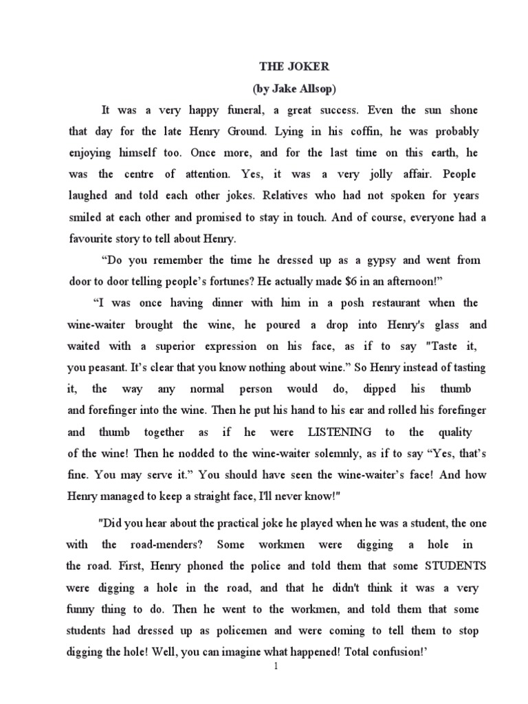 The Joker's Funeral Laughter | PDF | Laughter