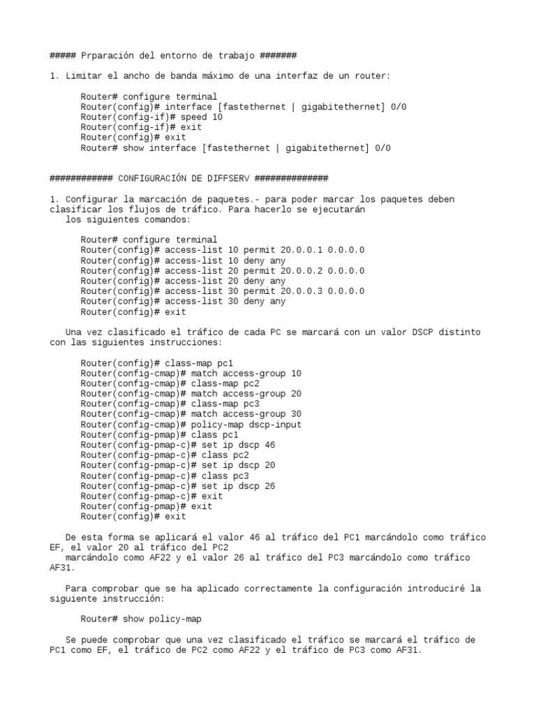 Configuración de QoS y DSCP en Routers | PDF | Enrutador (Computación ...