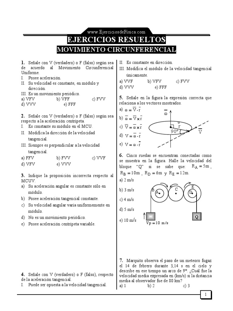MCU y MCUV Ejercicios | PDF | Aceleración | Velocidad