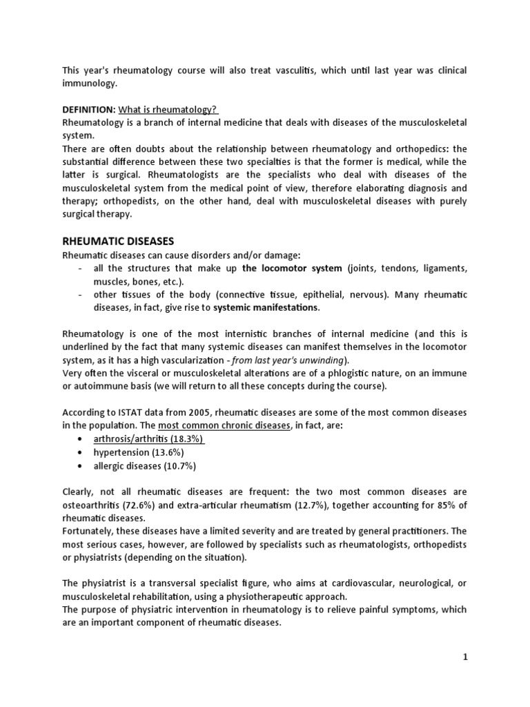 Overview of Rheumatology Course Topics | PDF | Rheumatology ...