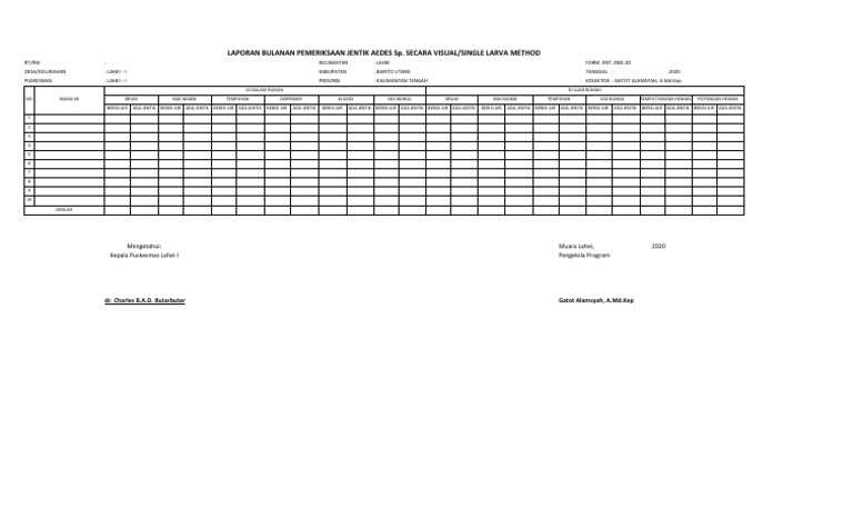 Form Pemantauan Jentik PKM L 1 | PDF