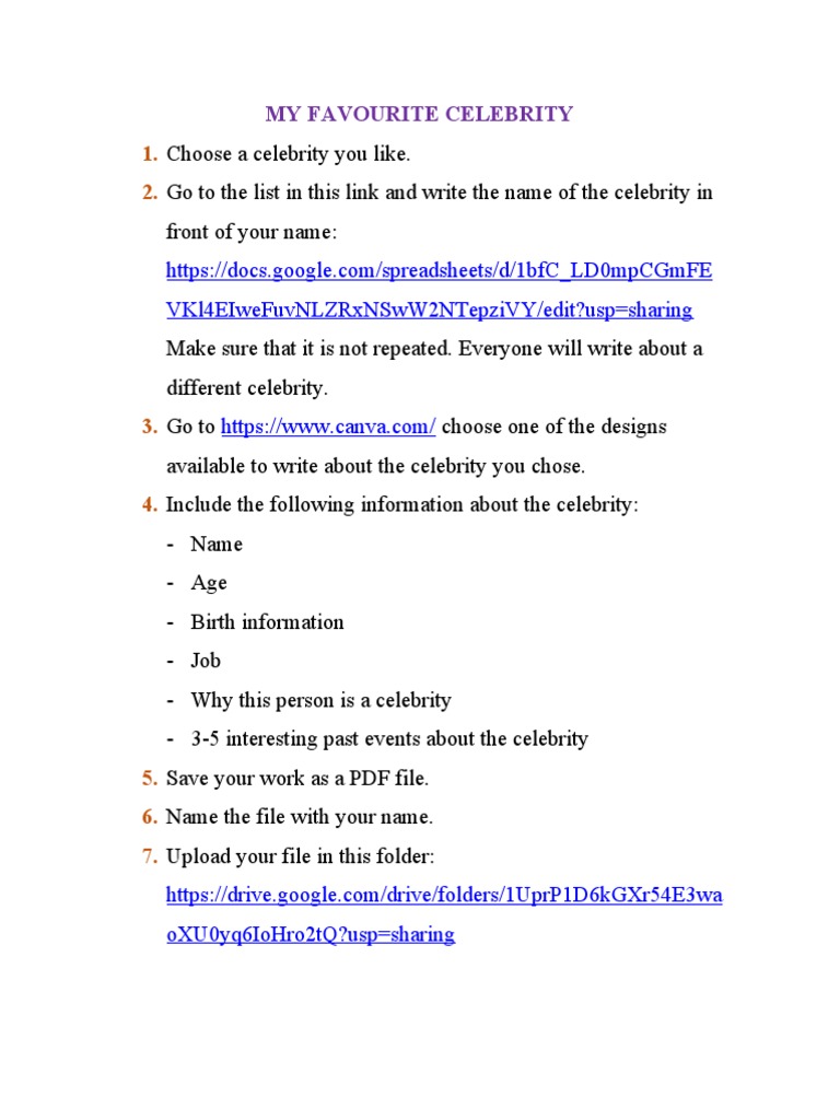 My Favourite Celebrity (L02) | PDF