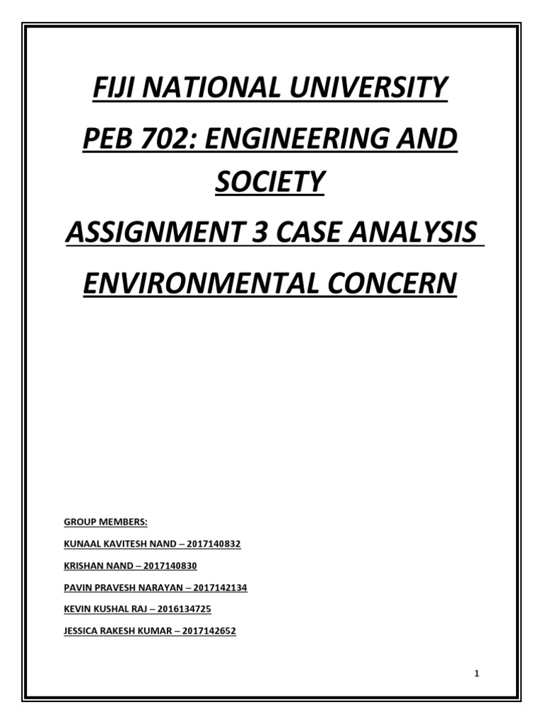 Fiji National University Peb 702: Engineering and Society Assignment 3 ...