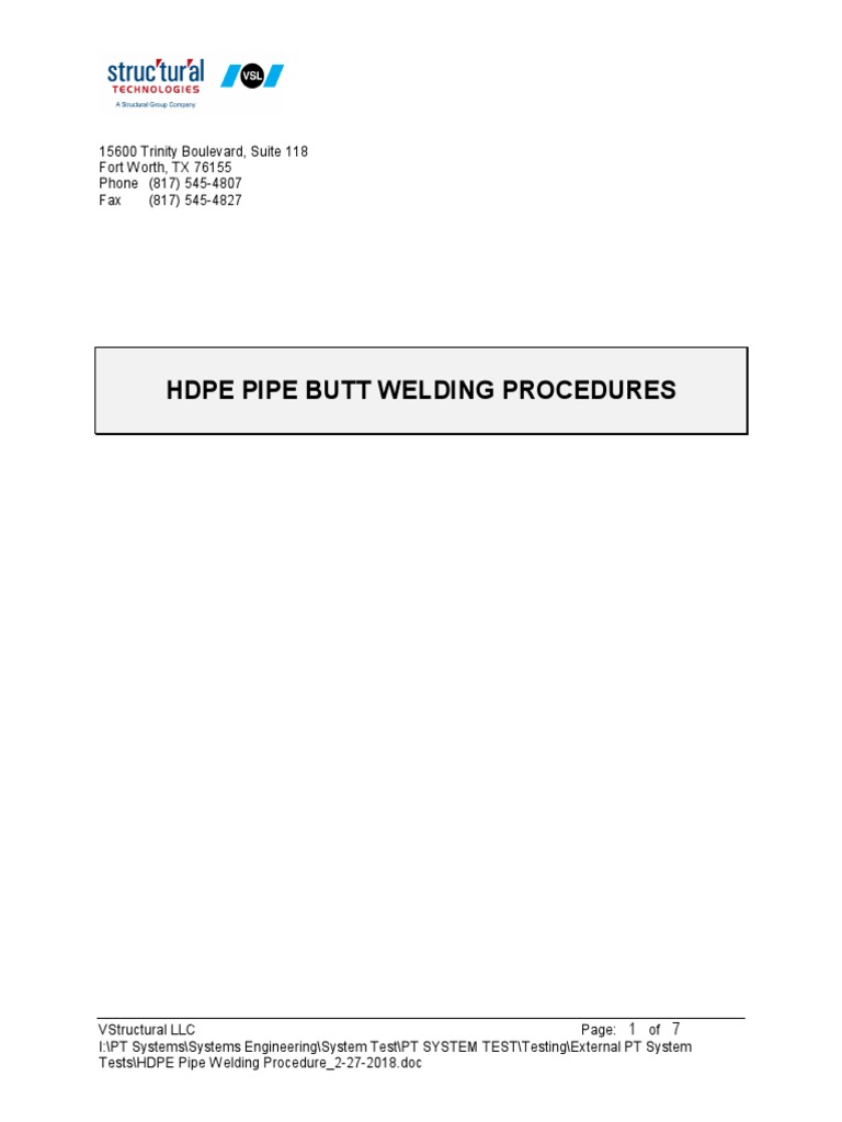 HDPE Pipe Butt Welding Procedures | PDF | Welding | Construction