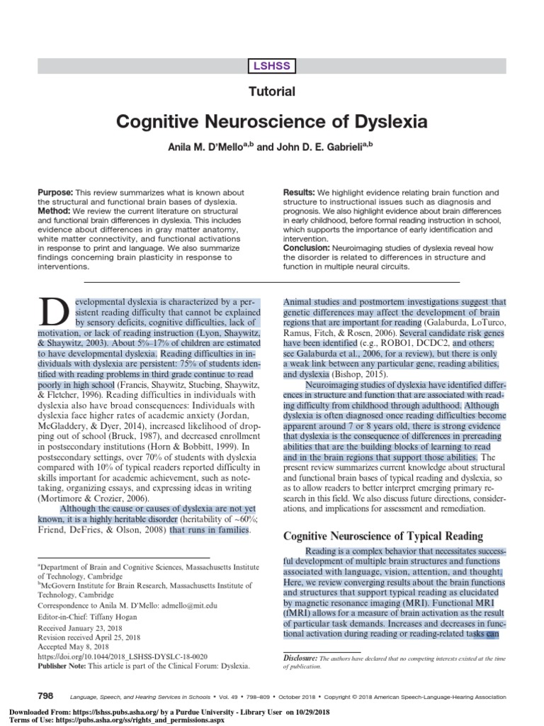 D Mello A M Gabrieli J D E 2018 Cognitive Neuroscience Of