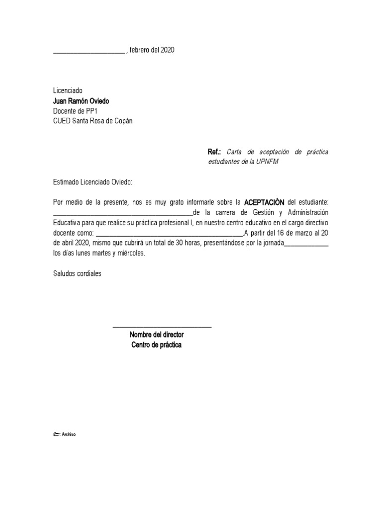 Formato de Carta de Aceptación | PDF | Crecimiento personal y profesional