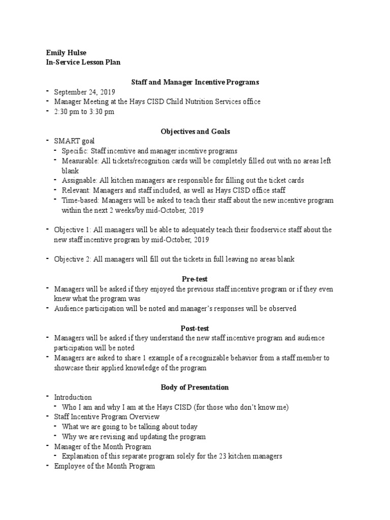 In-Service Lesson Plan