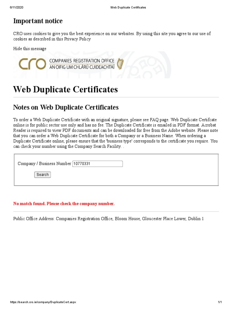 Web Duplicate Certificates | PDF