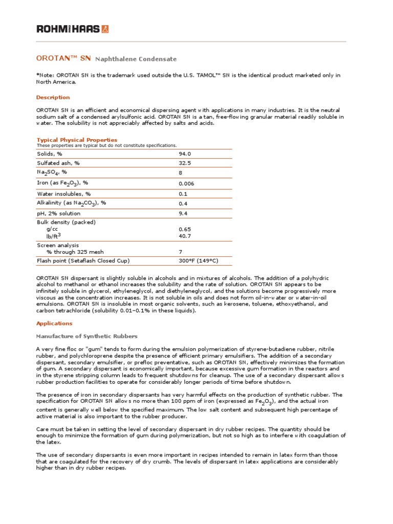 Orotan SN | PDF | Solubility | Surfactant