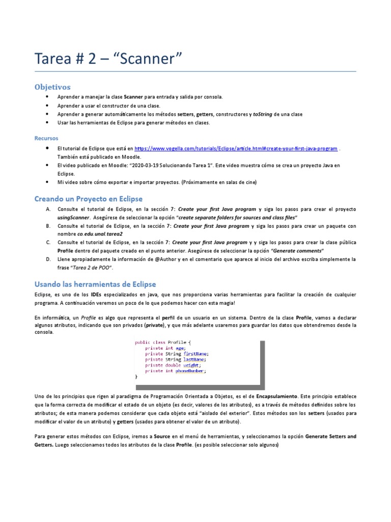 Uso De Scanner Y Eclipse En Java Pdf Objeto Informática