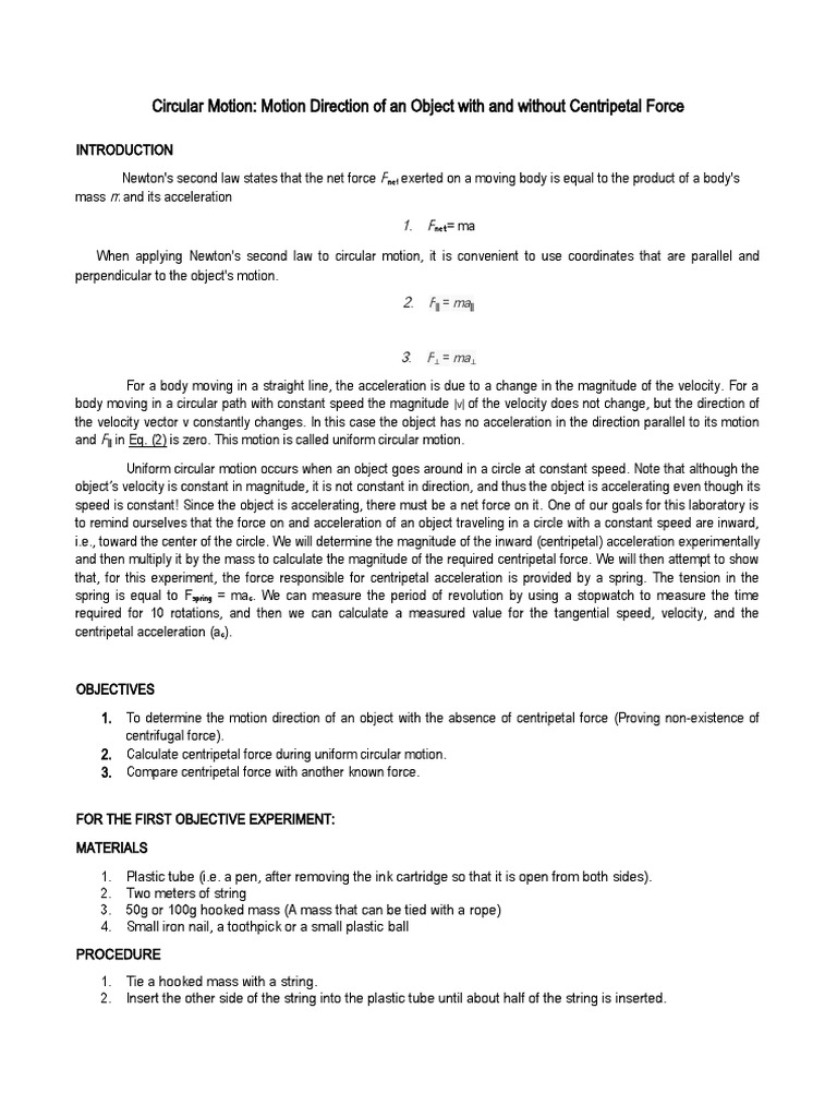 Physics Lab: Exploring Circular Motion | PDF | Acceleration | Space