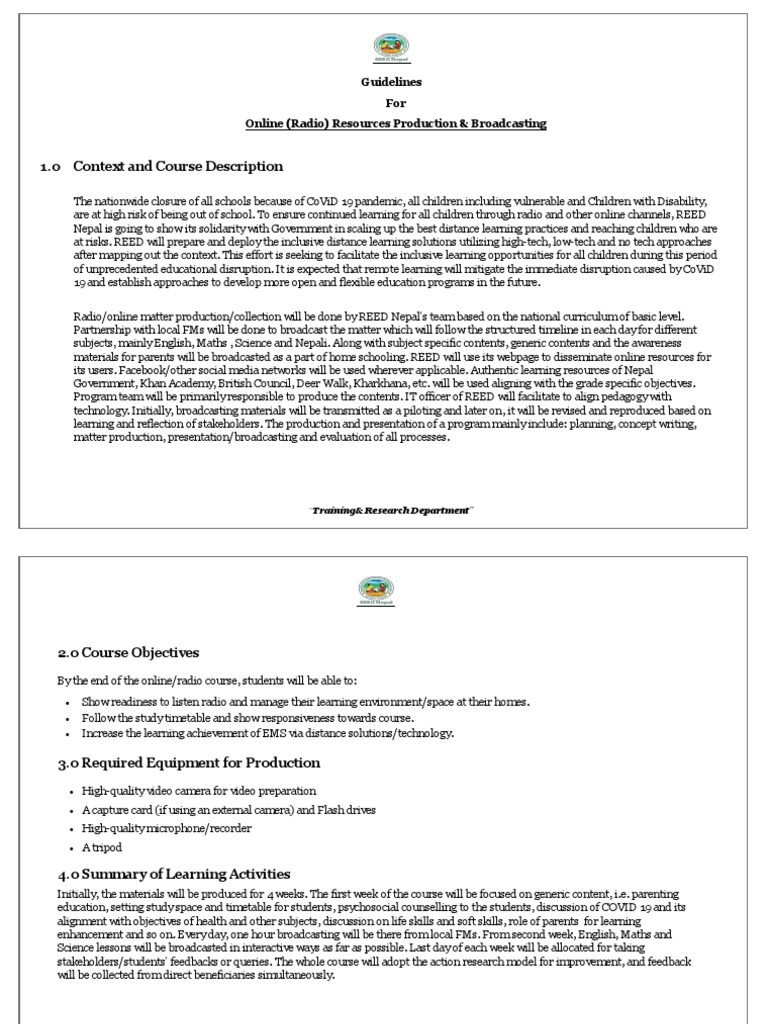 Guidelines For Radio Program | PDF | Differentiated Instruction | Learning