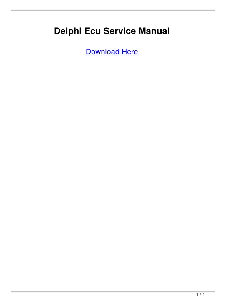 Delphi ECU Service Manual Download | PDF